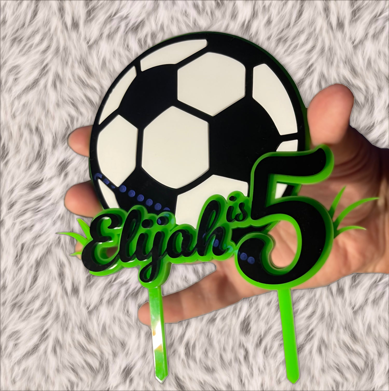 Acrylic Soccer Birthday Cake Topper – Little Pinkfly Designs